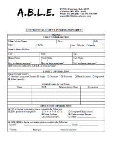 New Client Packet for Counseling Services | A.B.L.E.